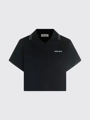 Miu Miu Cropped Polo Shirt - Blue