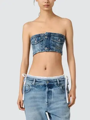 Miu Miu Denim Tube Top - Blue