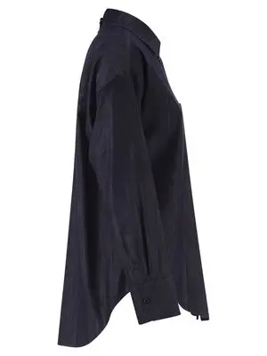 Max Mara Lightweight Denim Shirt With Jeweled Detail