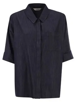 Max Mara Lightweight Denim Shirt With Short Sleeves - Multicolor