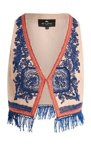 Etro Fringed Leather Vest - Multi