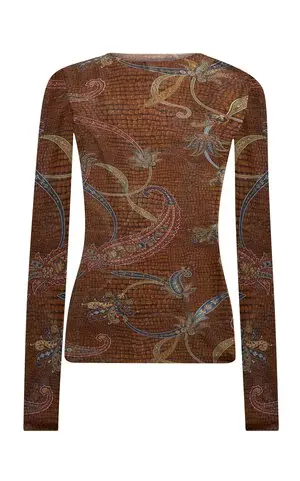 Etro Printed Long-sleeve Top - Brown