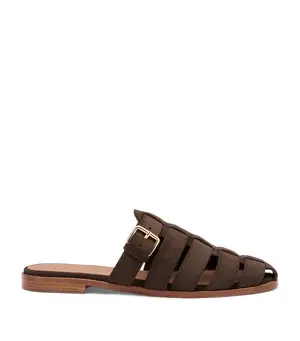 MALONE SOULIERS Suede Theresa Mules - Brown