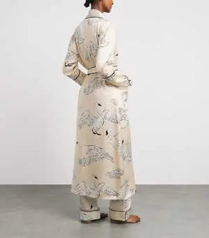 Olivia Von Halle Silk Queenie Blanca Swan Night Robe - Nude