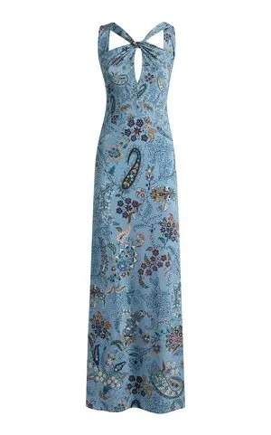 Etro Keyhole Maxi Dress - Light Blue