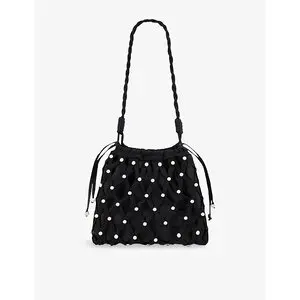 Sandro Diamante-embellished Drawstring Crochet Bag