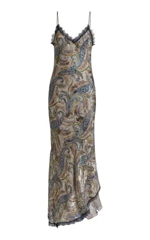 Etro Lace-trimmed Silk-blend Maxi Dress