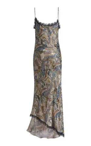 Etro Lace-trimmed Silk-blend Maxi Dress