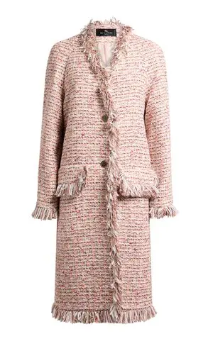Etro Fringed Tweed Coat - Multi