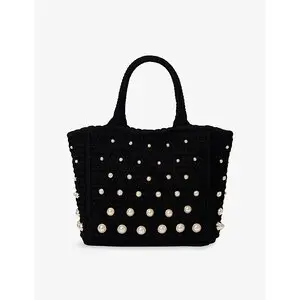 Sandro Stud-embellished Crochet Tote Bag - Black