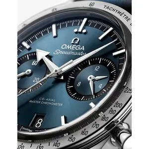 Omega Speedmaster Stainless-steel And Leather Manual Watch - Blue