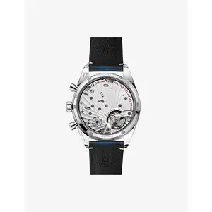 Omega Speedmaster Stainless-steel And Leather Manual Watch - Blue