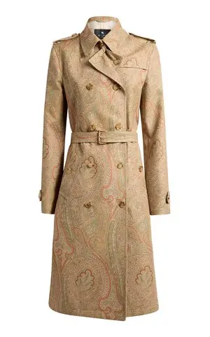 Etro Patterned Cotton-blend Trench Coat - Multi