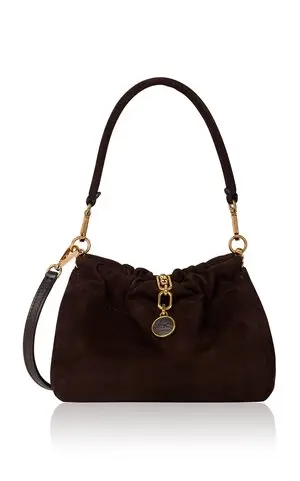 Etro Small Vela Blossom Suede Shoulder Bag - Black