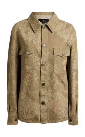 Etro Printed Cotton-denim Shirt - Neutral