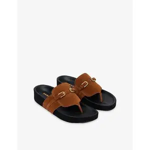 Sandro Suede Sandals With Buckle Embellishments