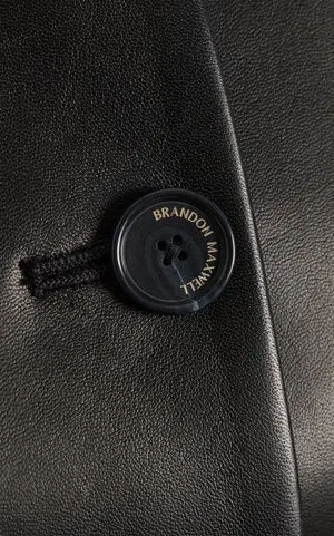 Brandon Maxwell Brooks Cropped Lamb Leather Jacket
