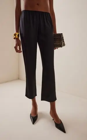 Brandon Maxwell Cress Cropped Silk Pants