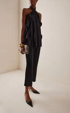 Brandon Maxwell Cress Cropped Silk Pants
