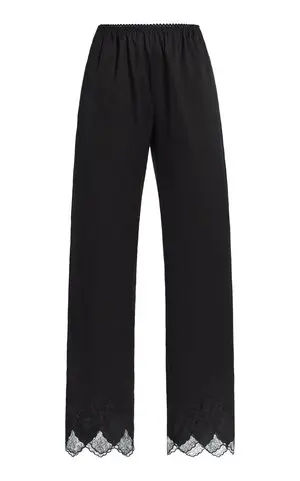 Brandon Maxwell Wilder Lace-detail Cotton Cropped Pants - Black