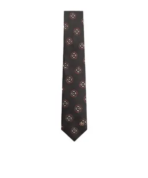 Valentino Garavani Valentie Silk Jacquard Tie With Geometric Pattern - Black