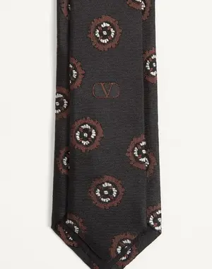 Valentino Garavani Valentie Silk Jacquard Tie With Geometric Pattern