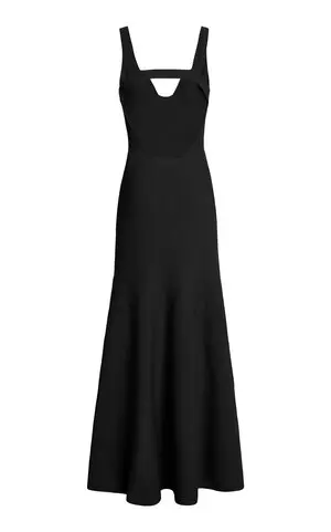 Brandon Maxwell Tatum V-neck Maxi Dress - Black