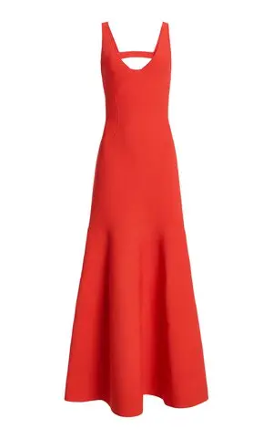 Brandon Maxwell Tatum V-neck Maxi Dress - Red