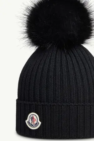 Moncler Wool Beanie With Pom Pom