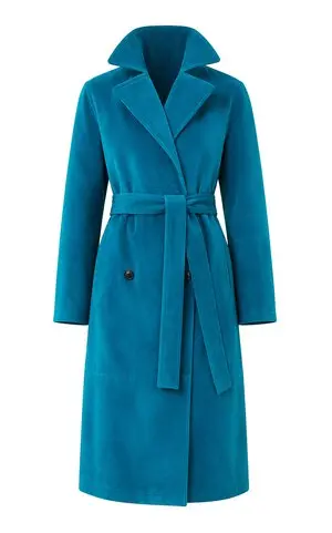 Alaïa Double-breasted Suede Trench Coat - Blue