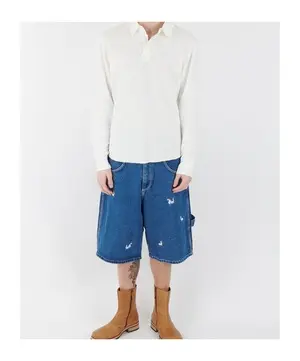 CARNE BOLLENTE Embroidered Denim Shorts