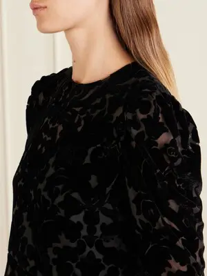 Gucci Devoré-pattern Mini Dress With Puff Sleeves