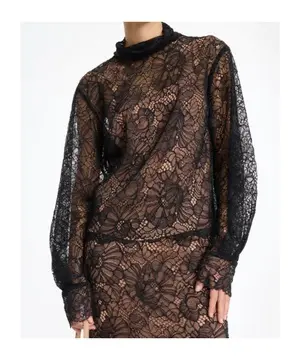 ROTATE BY BIRGER CHRISTENSEN Lace High Collar Midi Dress