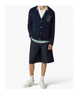 Casablanca Hotel Emblem Embroidered Wool Cardigan