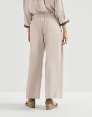 Brunello Cucinelli Linen Trousers With Drawstring And Monili