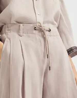 Brunello Cucinelli Linen Trousers With Drawstring And Monili
