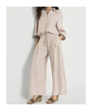 Brunello Cucinelli Linen Trousers With Drawstring And Monili