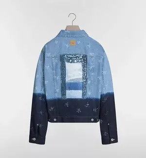 Dior Denim Trucker Jacket With Graphic Print