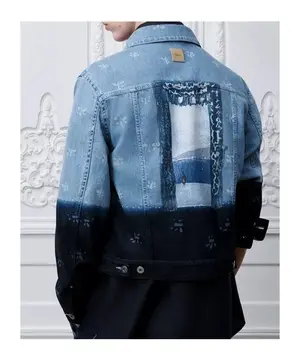 Dior Denim Trucker Jacket With Graphic Print