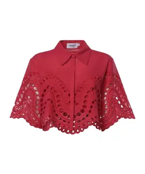Charo Ruiz Ibiza Storm Broderie-anglaise Cropped Shirt - Fuchsia
