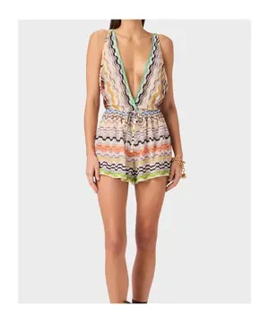 Missoni Short Jumpsuit In Pure Viscose With Greek Motif - Multicolour