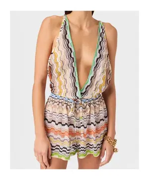 Missoni Short Jumpsuit In Pure Viscose With Greek Motif - Multicolour