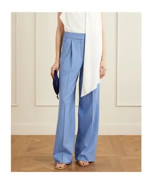 Veronica Beard Heyser Pinstriped Wide-leg Pants - Blue