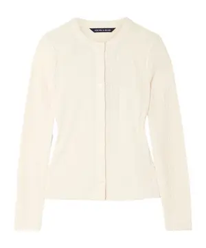 Veronica Beard Lira Pointelle-knit Cardigan - Ecru