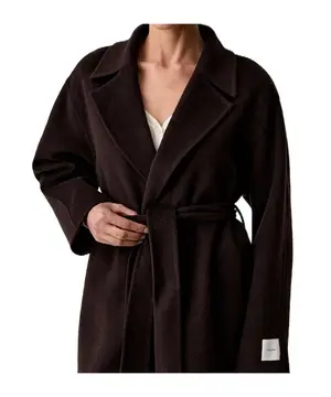 Calvin Klein Belted Wrap Coat With Long Sleeves