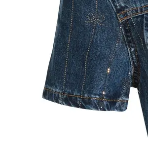 SELF-PORTRAIT Rhinestone Stripe Denim Mini Dress - No