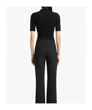 COURREGES Ribbed Knit Short-sleeved Polo Shirt With Embroidered Logo