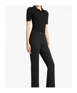 COURREGES Ribbed Knit Short-sleeved Polo Shirt With Embroidered Logo