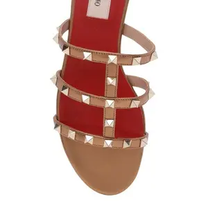 Valentino Garavani Rockstud Laminated Nappa Slide Sandals