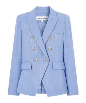 Veronica Beard Miller Double-breasted Pinstriped Woven Blazer - Blue